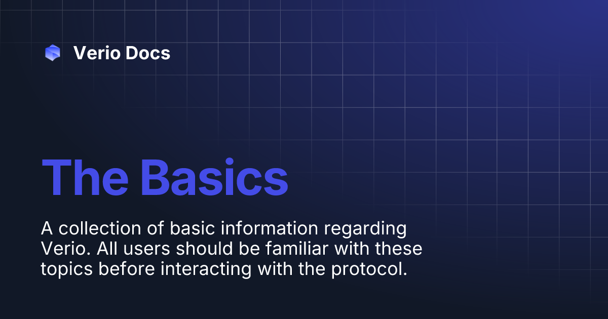 The Basics | Verio Docs