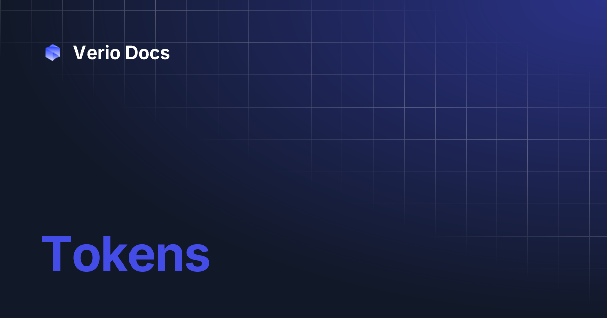 Tokens | Verio Docs